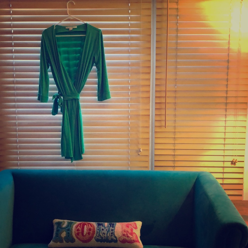 Dvf Green Julian Mini Wrap Dress - Gem